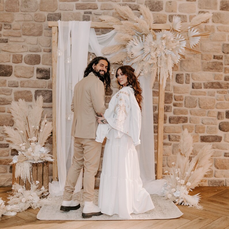 White Bride Jean Jacket Bridal Cover up Custom Bride Jacket - Etsy UK