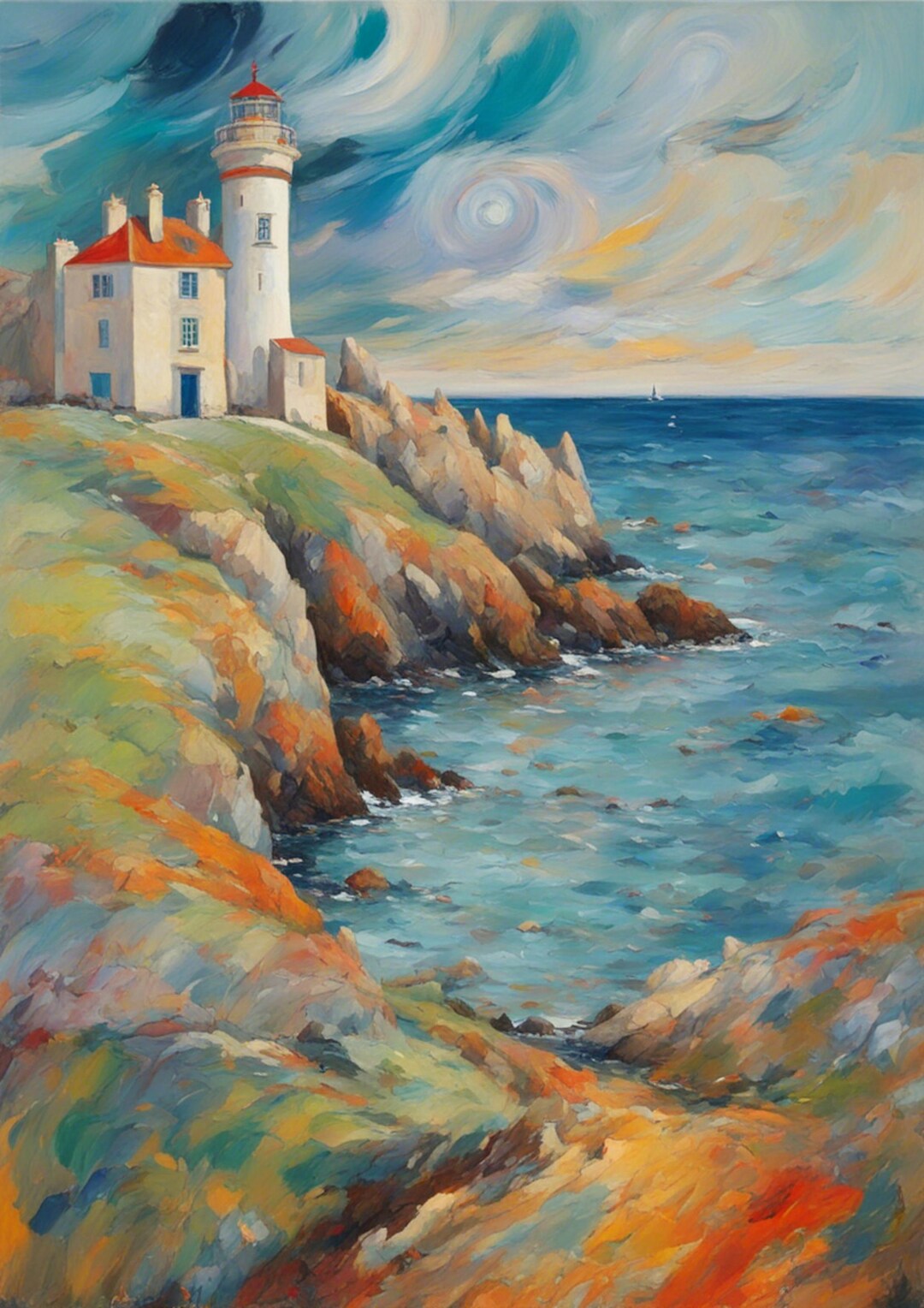 The Lighthouse - Instant Download, Coastal Landscape, Lighthouse ...