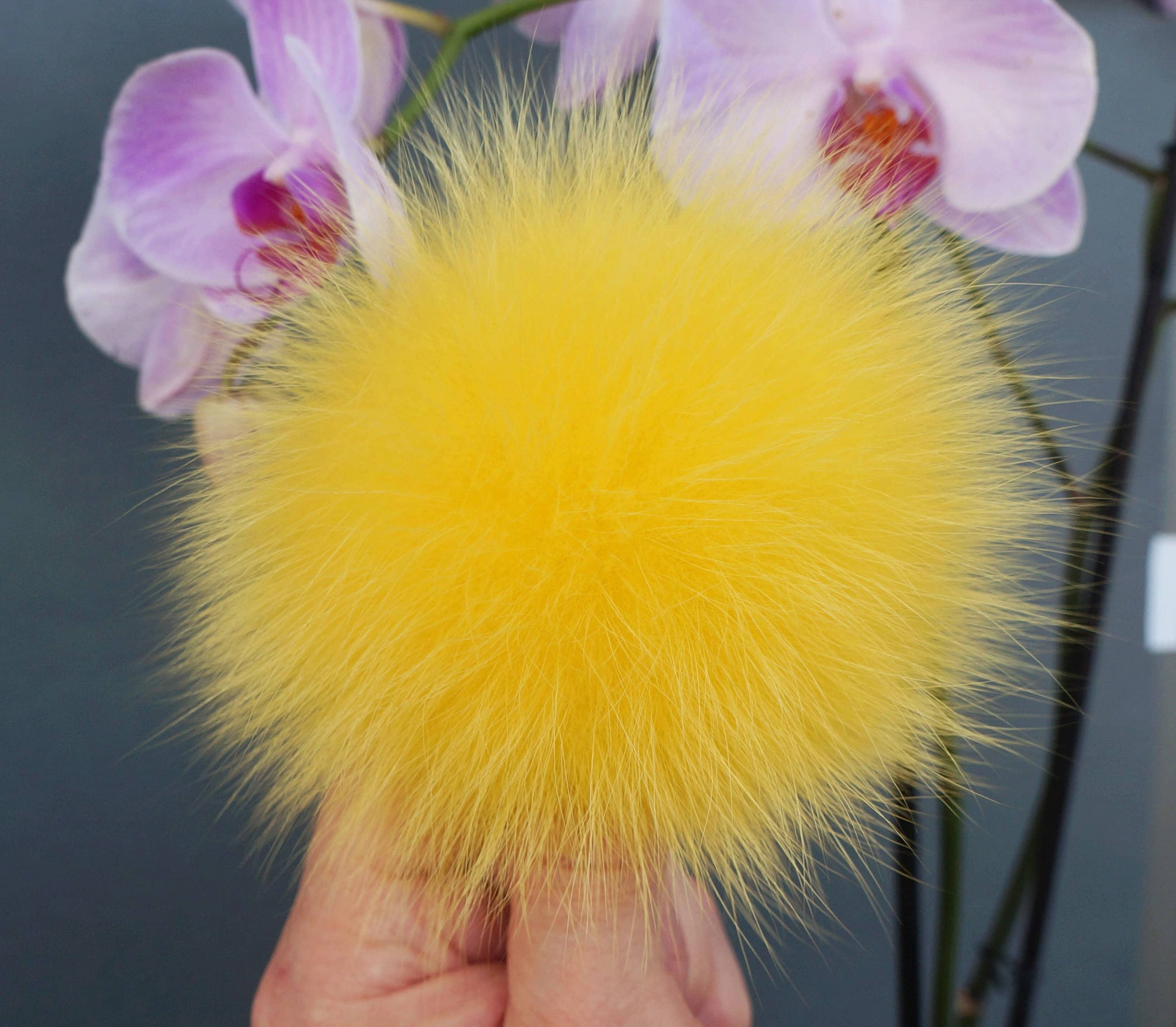 Fur pom pom Yellow pom pom Arctic fox pom pom Soft pom pom | Etsy