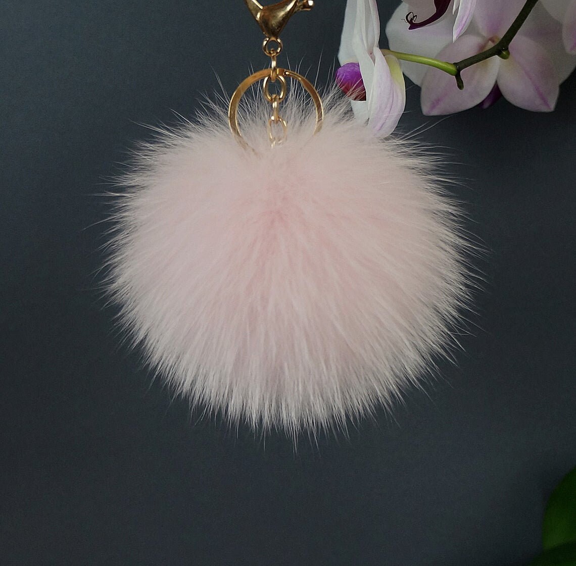 Fur Keychain Pink Powder Fox Fur Keychain Fur Key Chain | Etsy