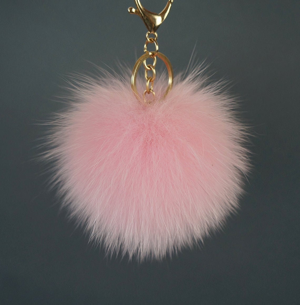 Fur Keychain Pink Keychain Fox Fur Keychain Fur Key Chain | Etsy