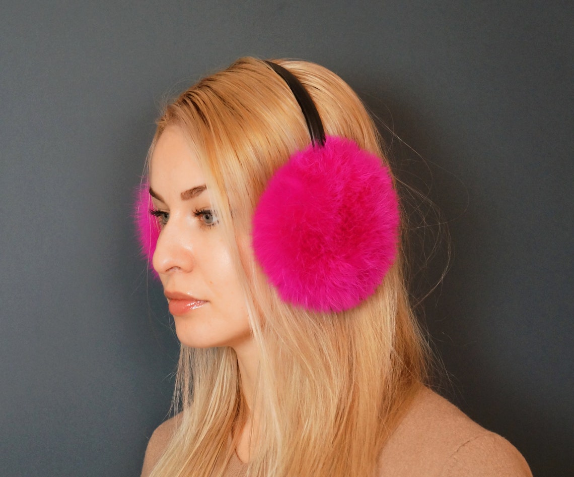 Rabbit fur earmuffs Winter earmuffs Real fur earmuffs Fur | Etsy
