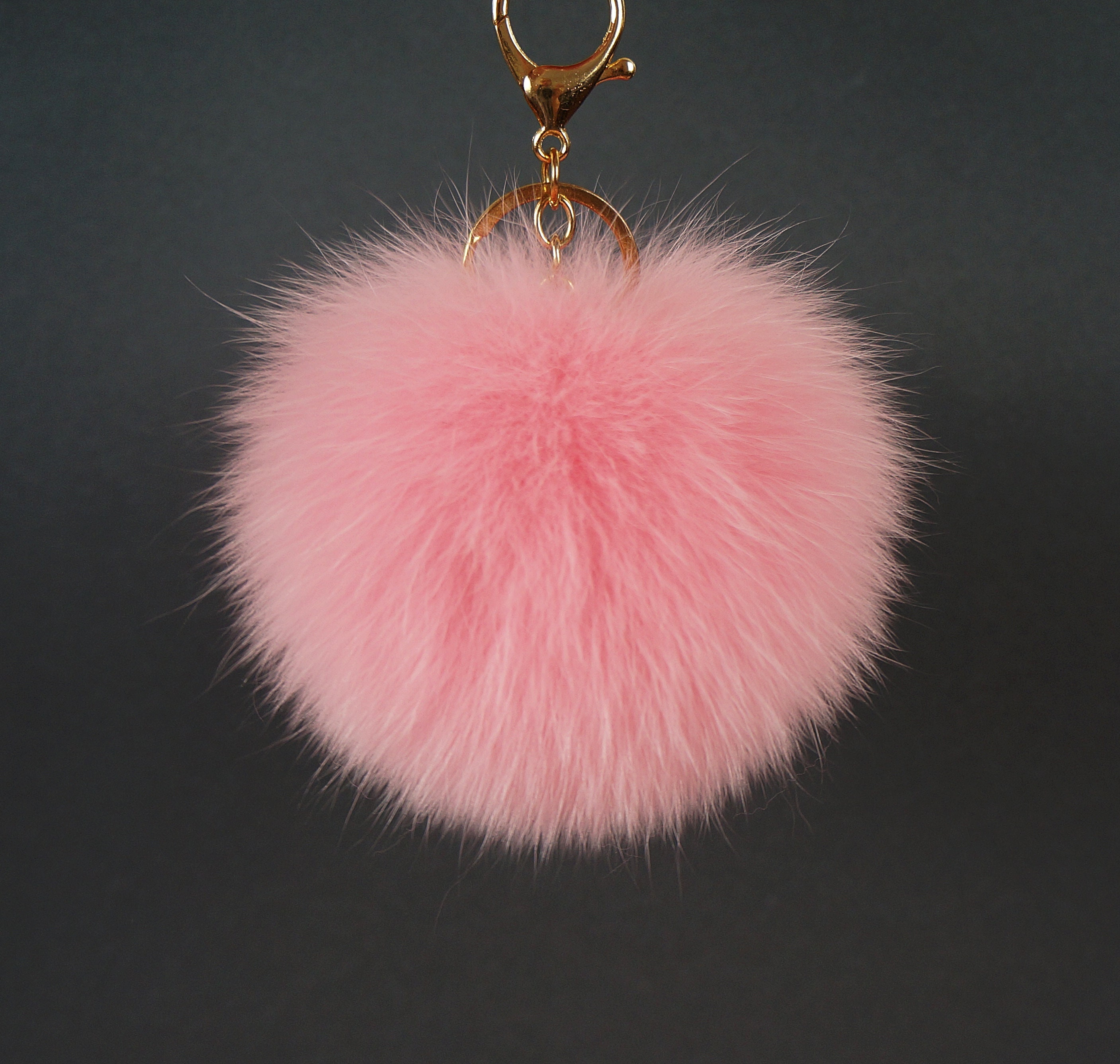 Fur Keychain Pink Keychain Fox Fur Keychain Fur Key Chain | Etsy