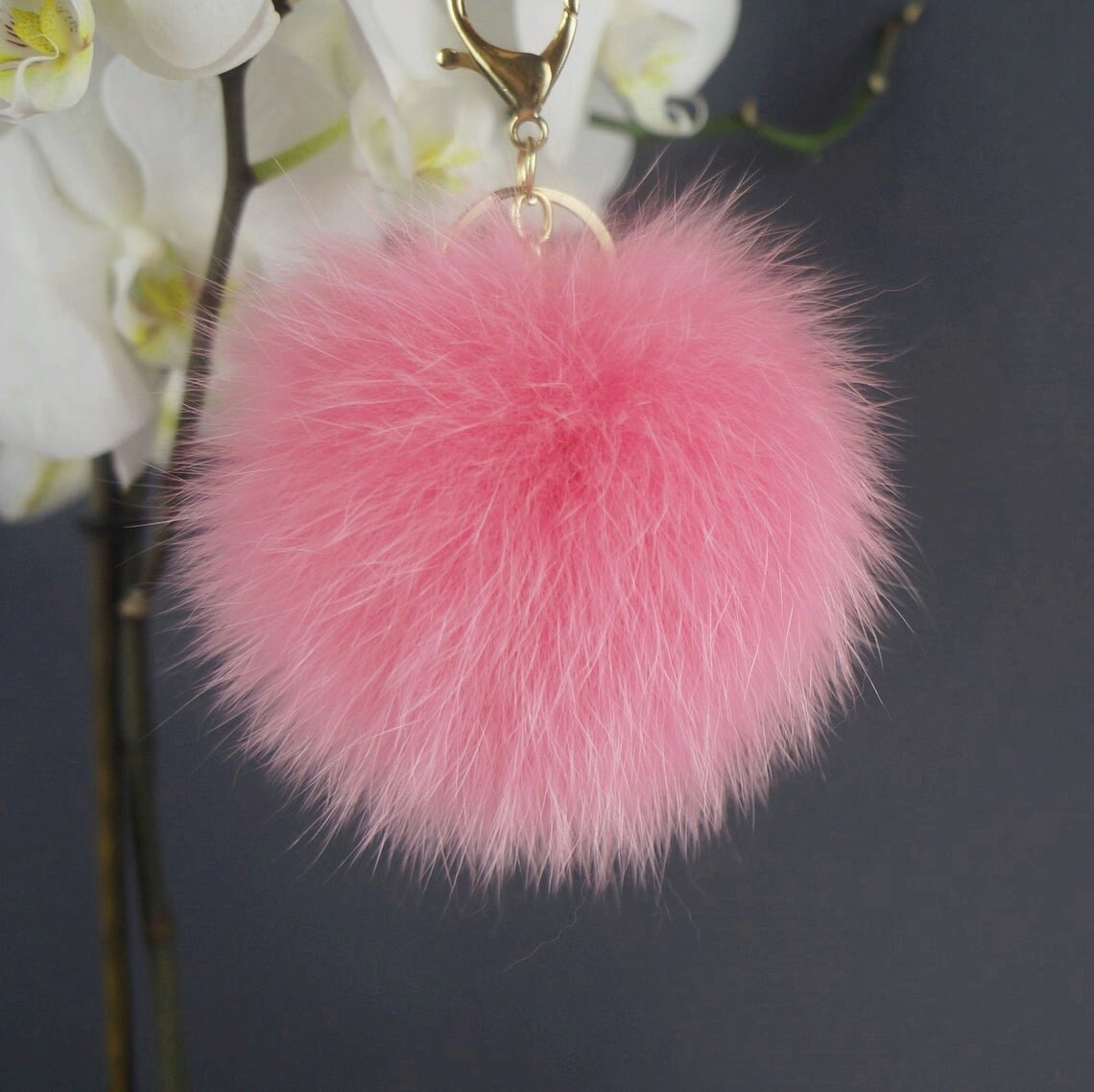 Fur Keychain Pink Keychain Fox Fur Keychain Fur Key Chain - Etsy