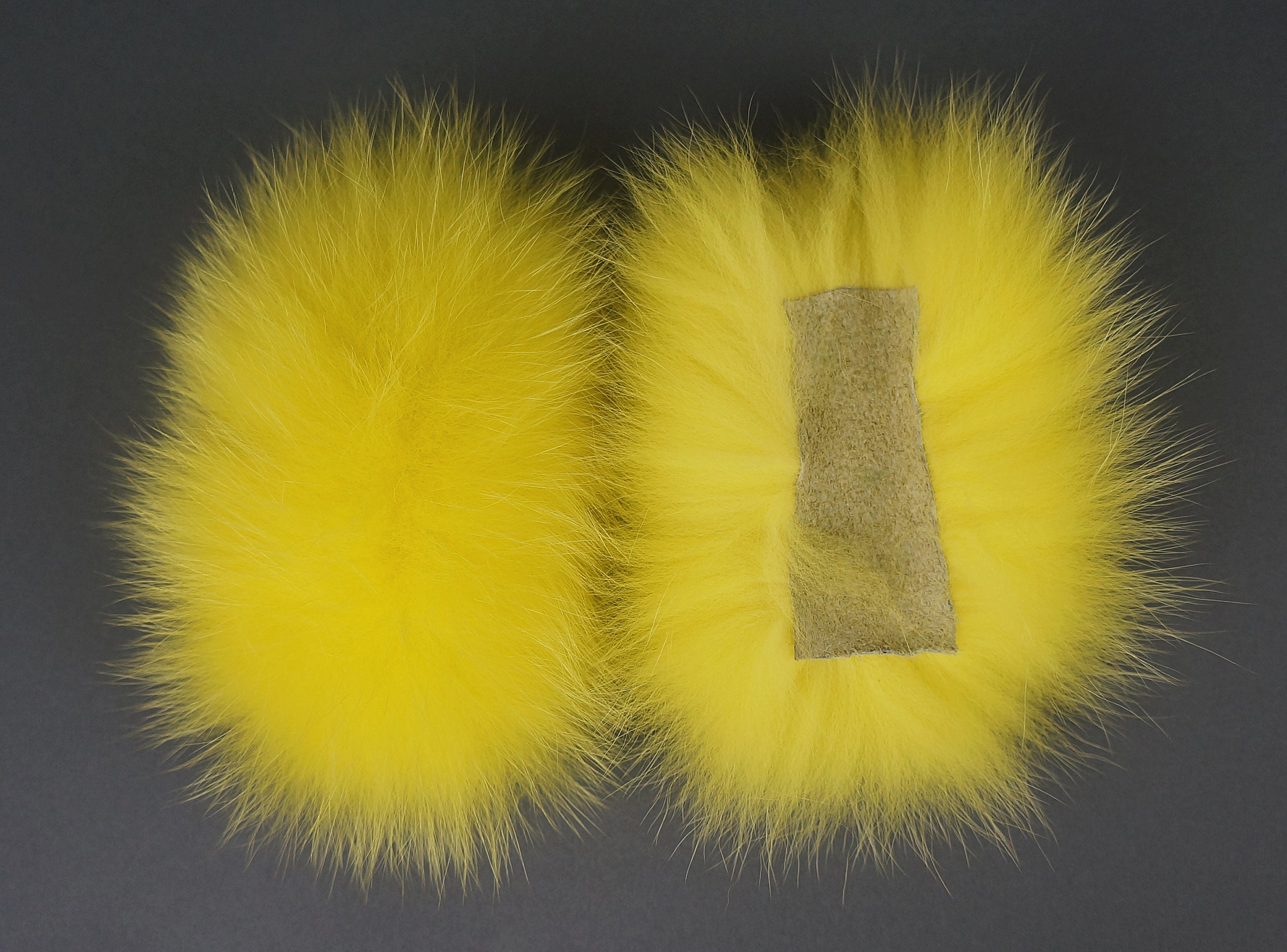2 Pcs Yellow Fur Slides Fluffy Stripe Fox Fur Pelt Fur - Etsy