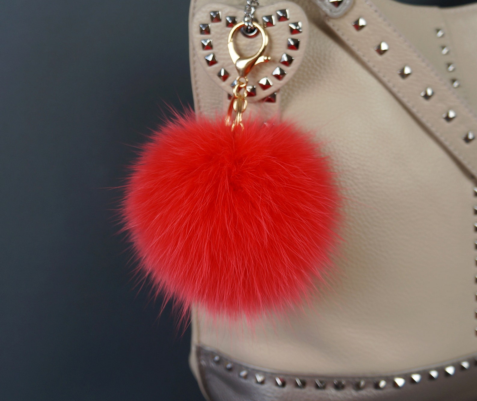 Fur Keychain, Fox Fur Keychain, Pompom Keychain, Bag Charm, Keyring ...