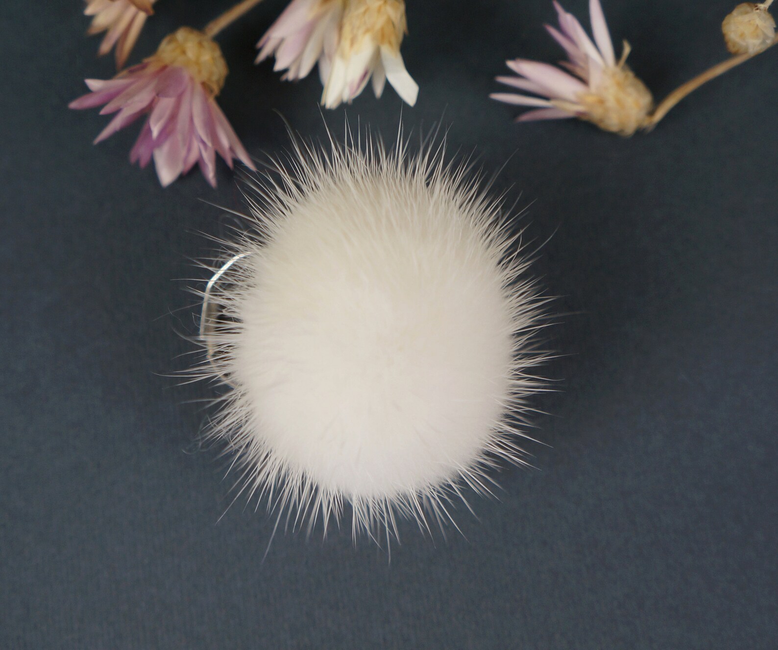 Fur Ring Mink Fur Ring Mink Fur Pompom Adjustable Ring Finger - Etsy