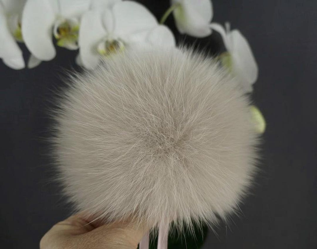 Beige Fox Fur Pom Pom: Detachable Plush Furry Ball - Etsy