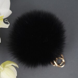 Fur Keychain, Fur Pom Pom Keychain, Black Keychain, Fox Fur Keychain ...