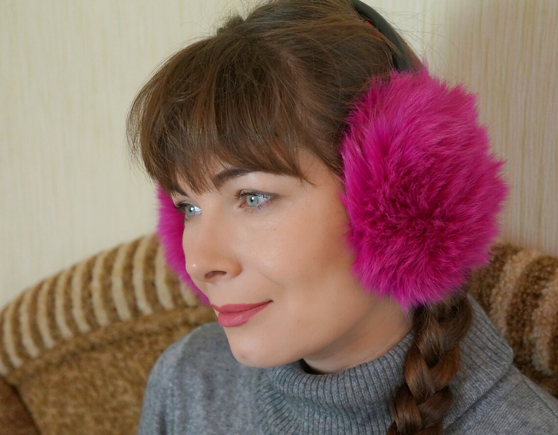 Rabbit Fur Earmuffs Winter Earmuffs Real Fur Earmuffs Fur - Etsy