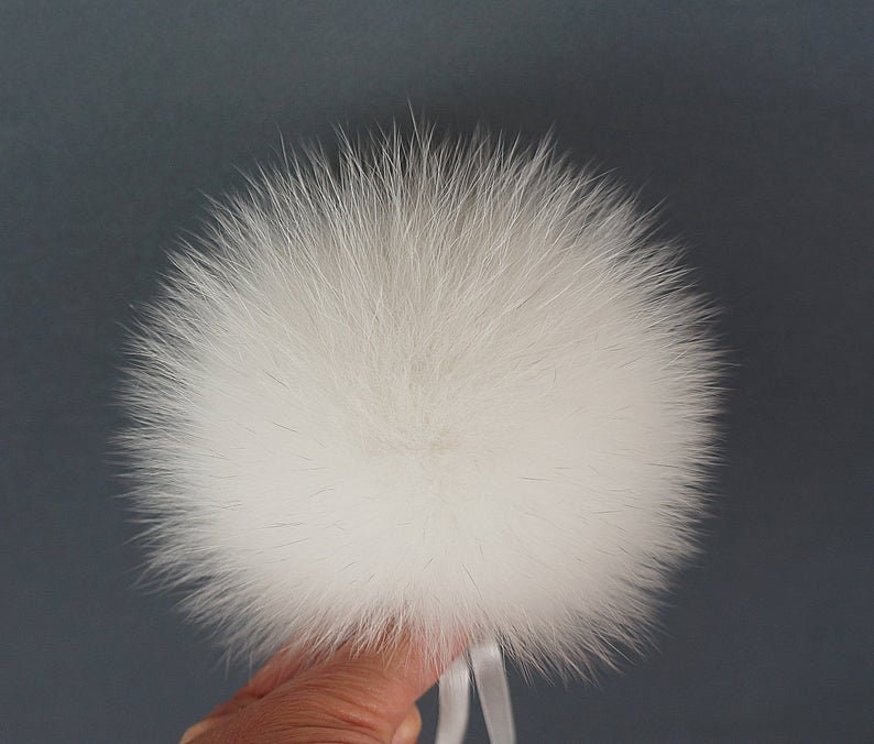 Fur Pom Pom White Pom Pom Fox Pom Pom Fur Ball Detachable - Etsy
