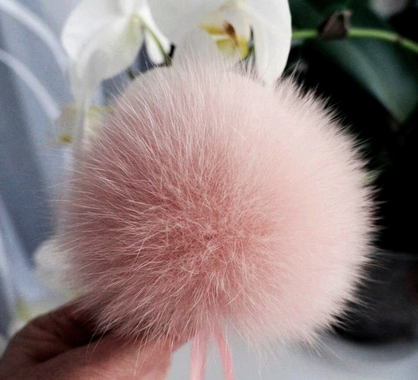 Real Fur Pom Pom/powder Pink Fur Pompom/fur Pompom/fox Pom - Etsy
