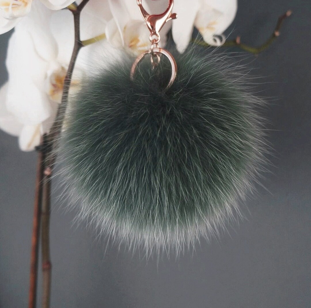 Fur Keychain, Fur Key Chain, Real Fox Fur Pom Pom, Furry Key Chain, Fur ...