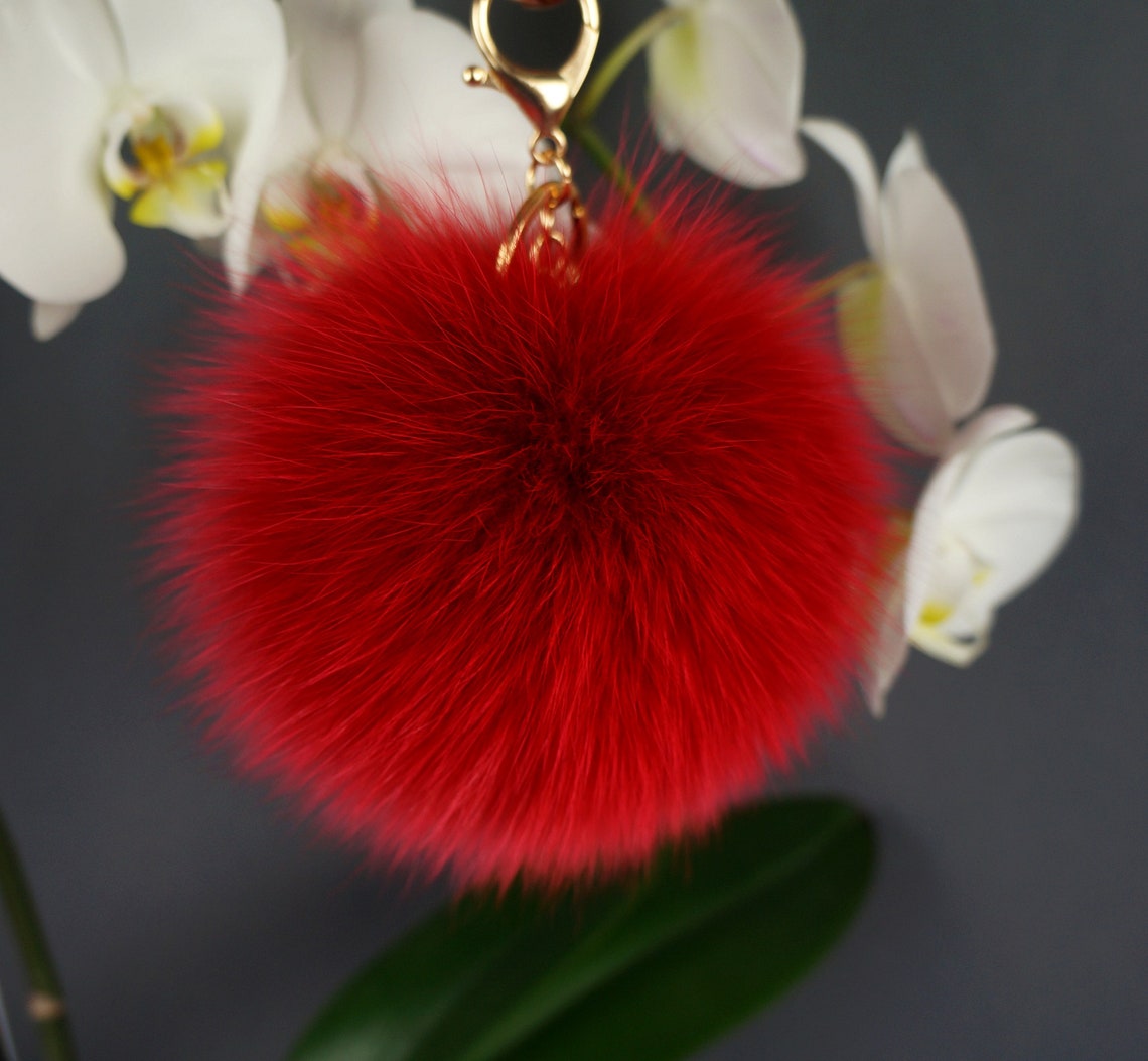 Fur keychain/ Bag charm Keyring/ fluffy Fur key chain/Fox fur | Etsy