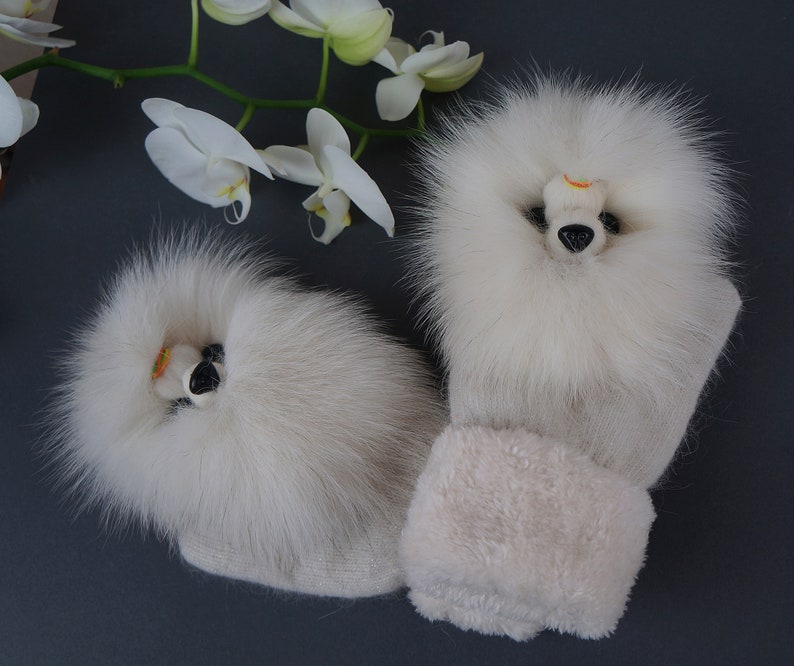 Mittens With Animals Mittens With Fur Mittens With Dogs | Etsy