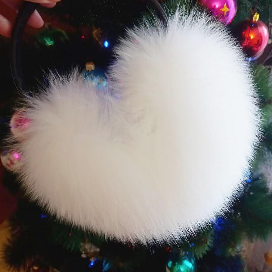 Fox Fur Earmuffs, White Ear Muffs, Large Fur Earmuffs, Real Fur ...