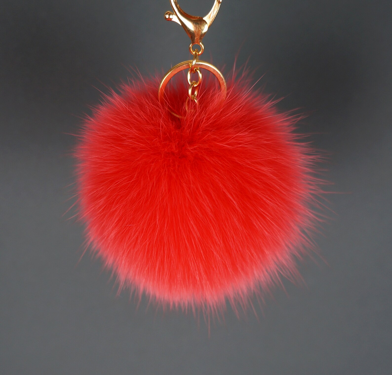 Fur Keychain, Fox Fur Keychain, Pompom Keychain, Bag Charm, Keyring ...
