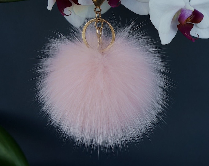 Fur Keychain Pink Powder Fox Fur Keychain Fur Key Chain - Etsy