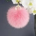 Fur Keychain, Pink Keychain, Fox Fur Keychain, Fur Key Chain, Pom Pom ...