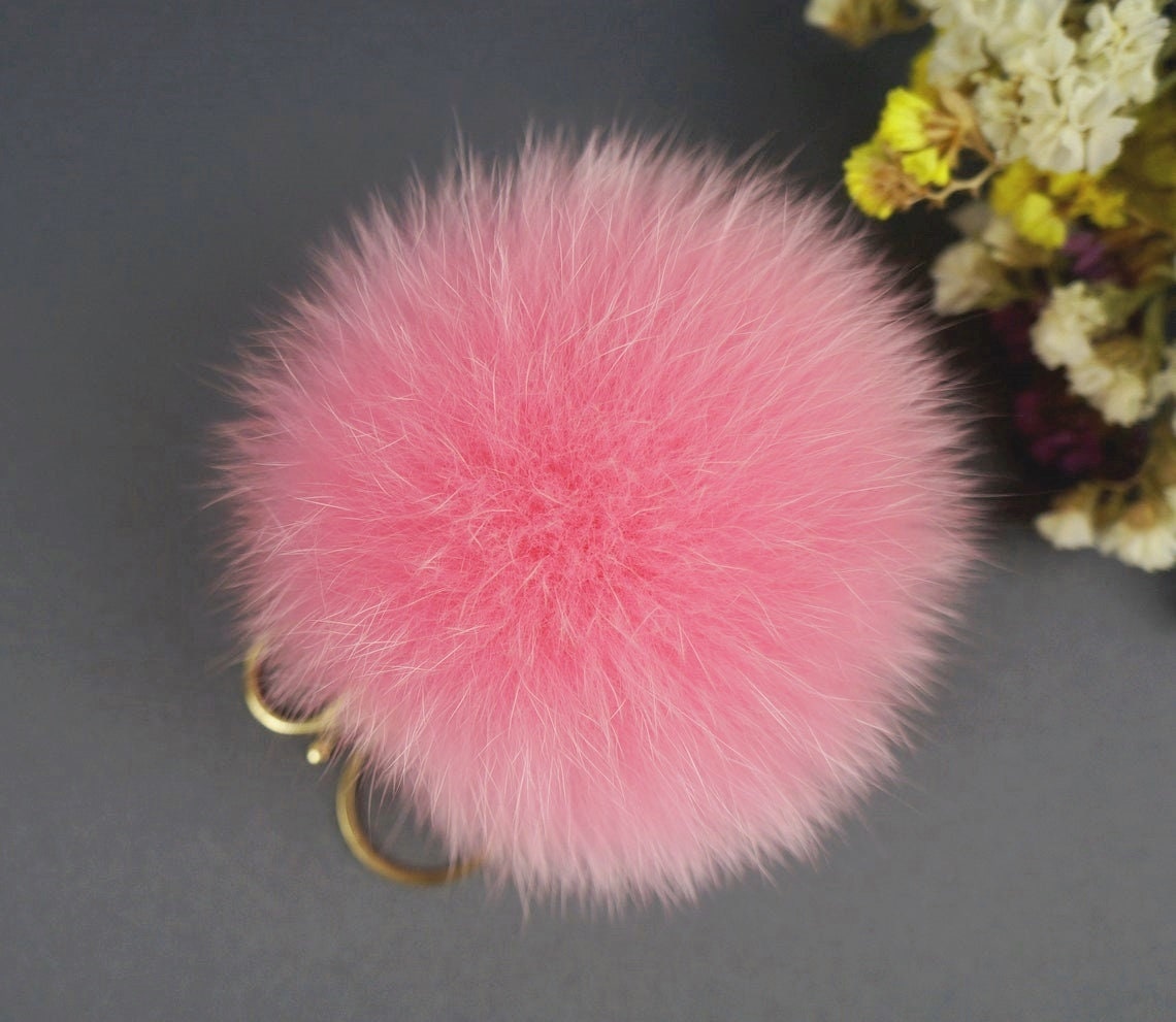 Fur Keychain Pink Keychain Fox Fur Keychain Fur Key Chain - Etsy