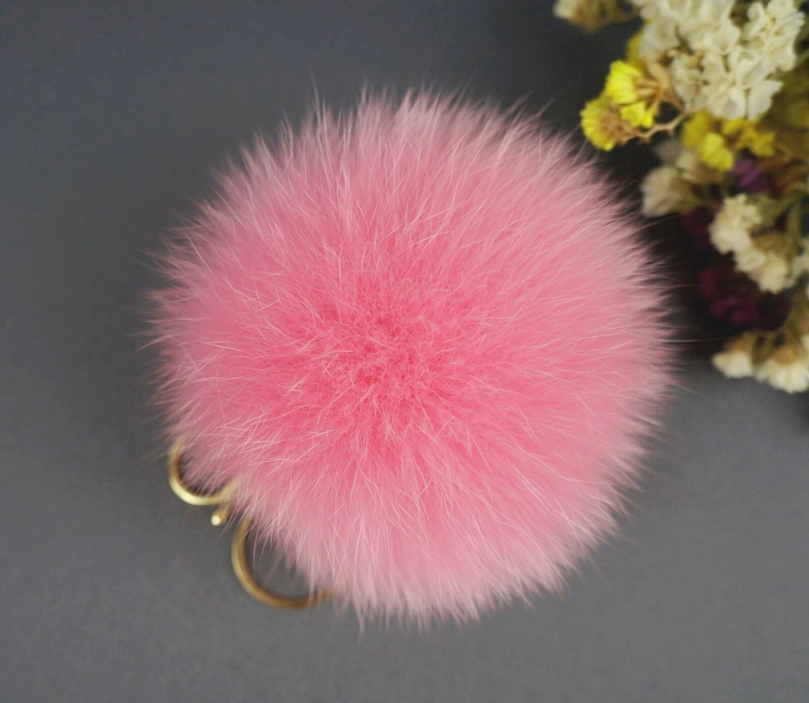 Fur Keychain Pink Keychain Fox Fur Keychain Fur Key Chain - Etsy