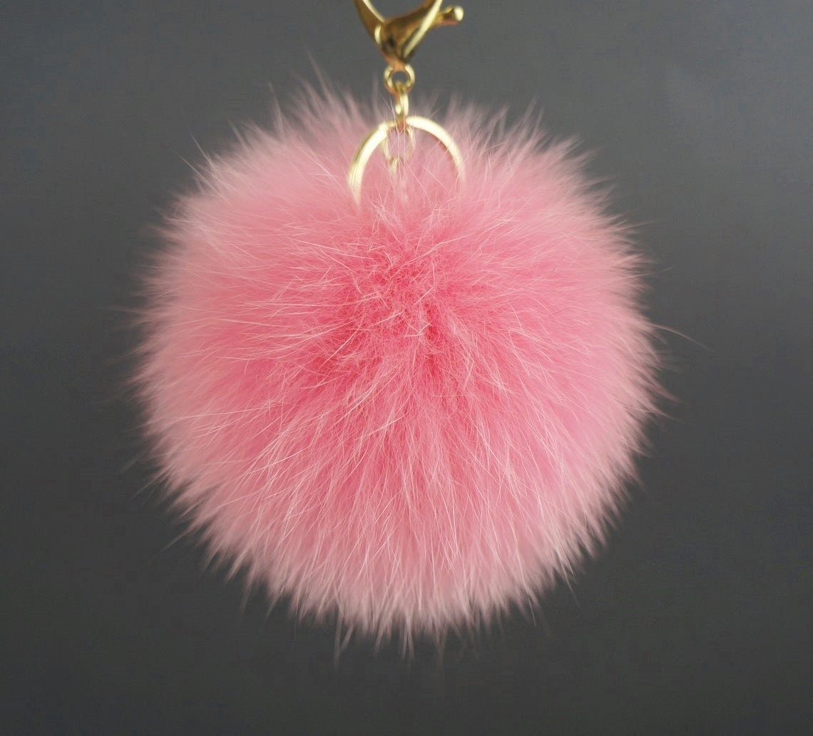 Fur Keychain Pink Keychain Fox Fur Keychain Fur Key Chain - Etsy