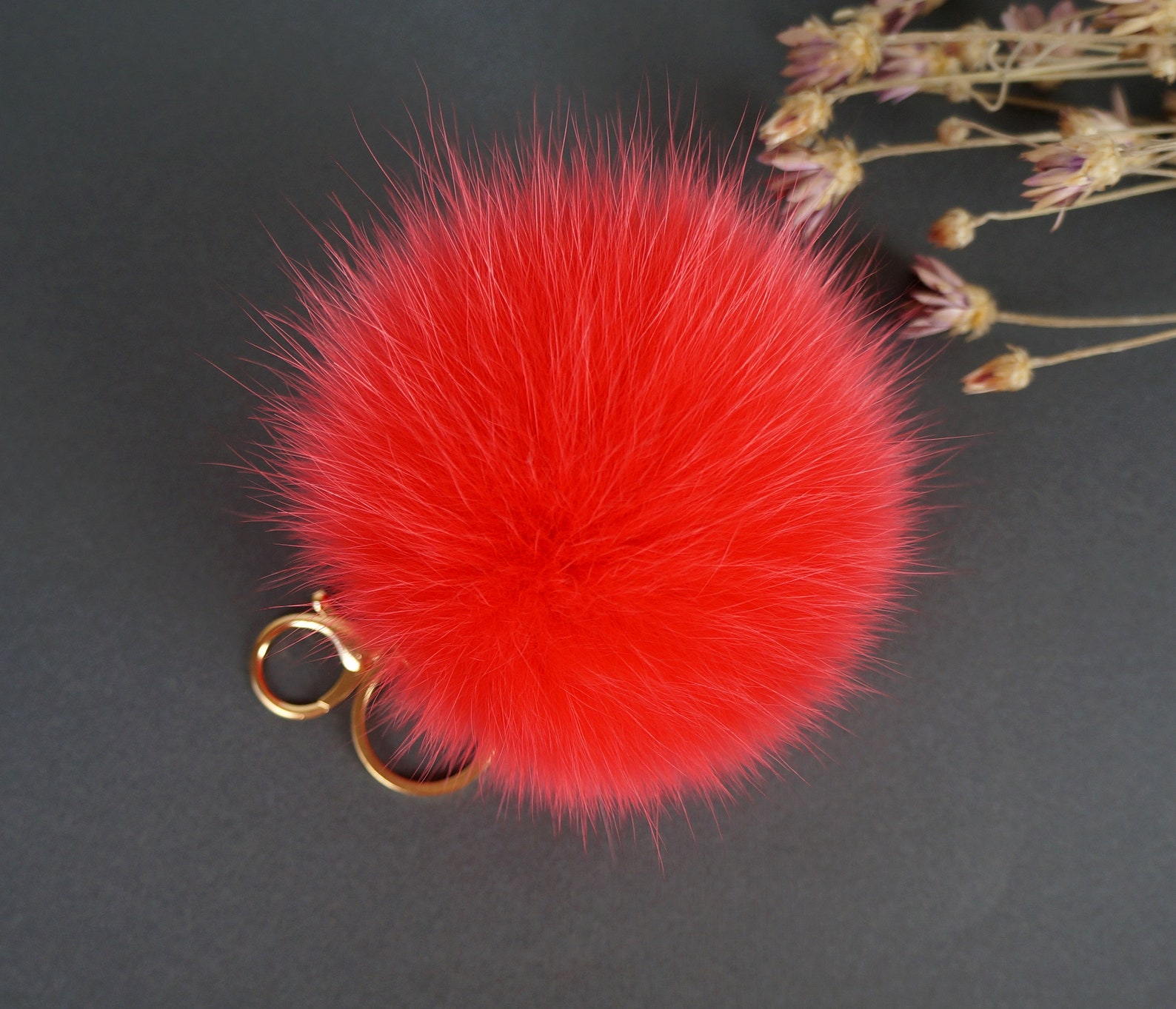 Fur Keychain, Fox Fur Keychain, Pompom Keychain, Bag Charm, Keyring ...
