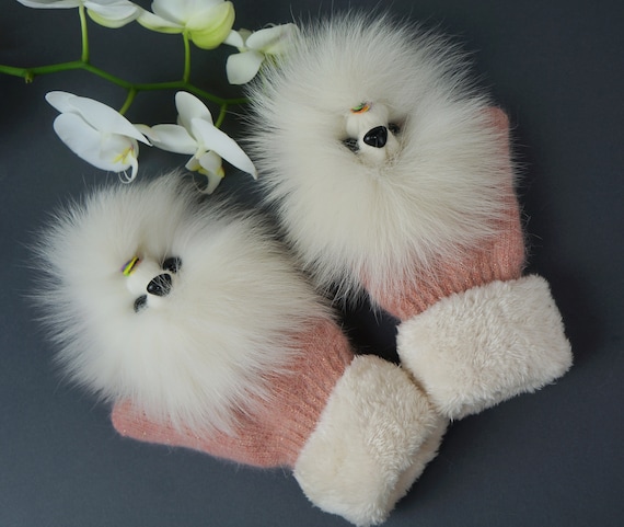 Mittens With Animals Mittens With Fur Mittens With Dogs | Etsy
