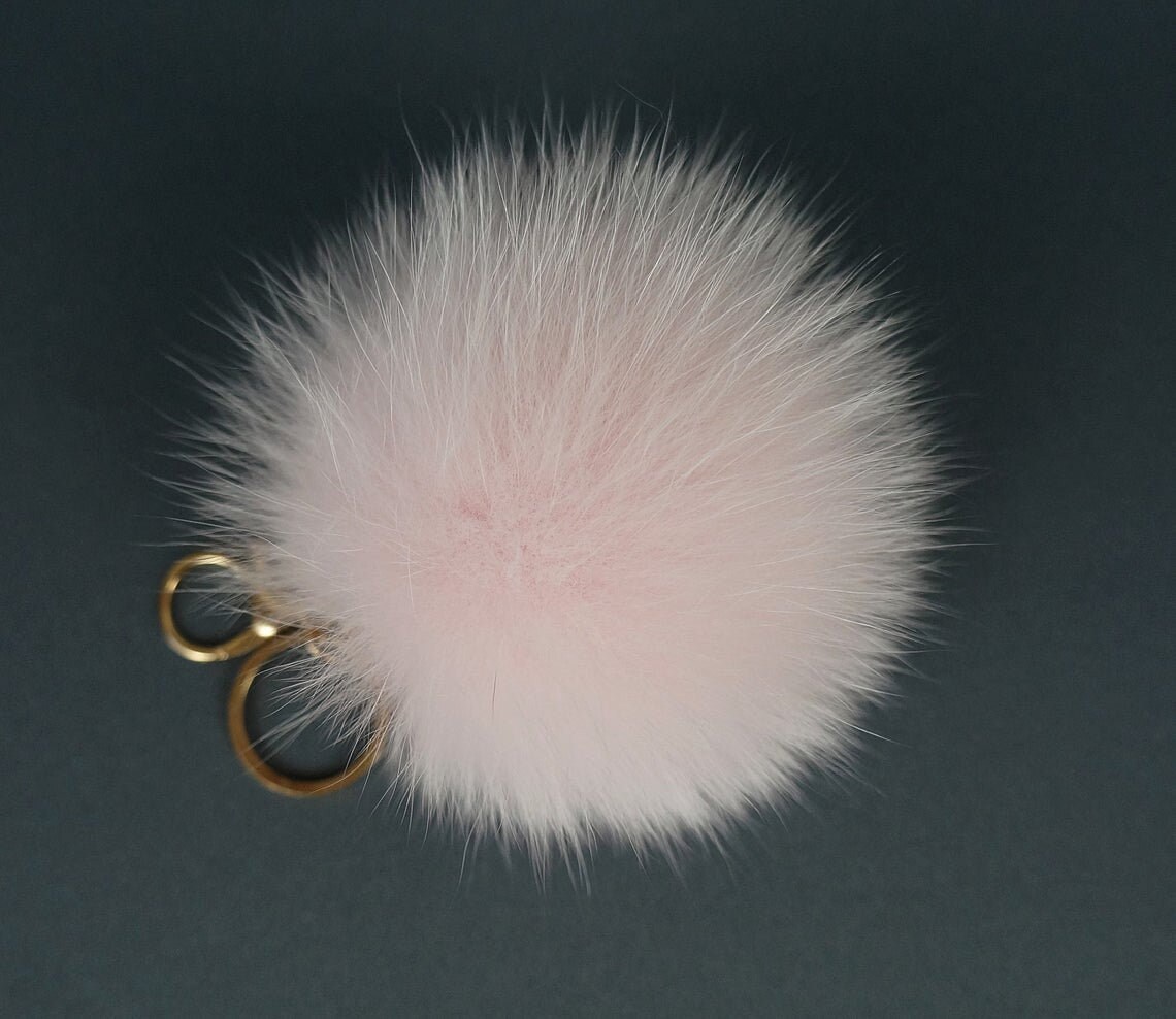 Fur keychain Pink powder Fox fur keychain Fur key chain | Etsy