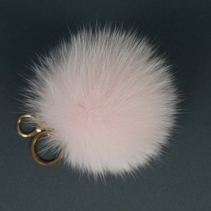 Fur keychain Pink powder Fox fur keychain Fur key chain | Etsy