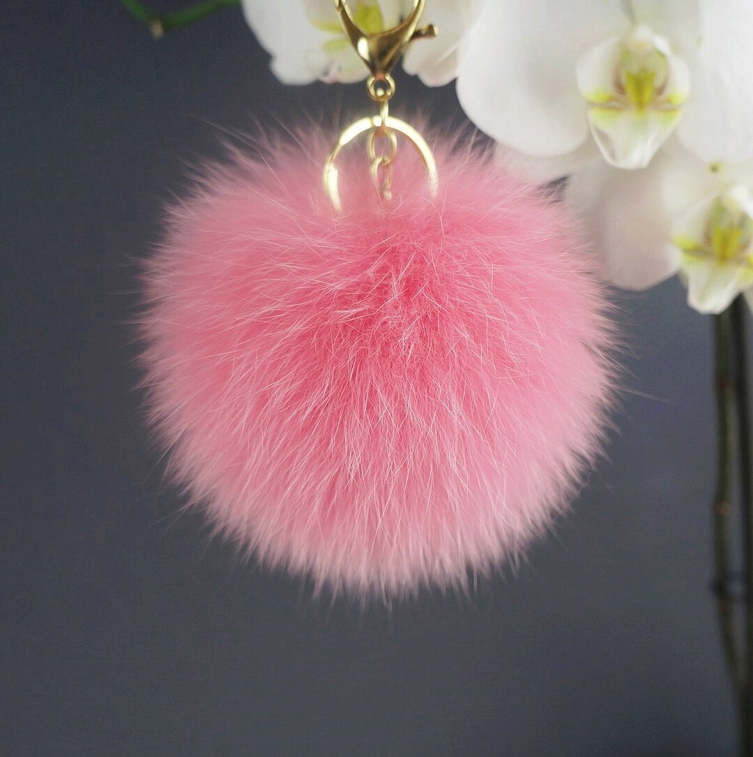 Fur Keychain Pink Keychain Fox Fur Keychain Fur Key Chain - Etsy