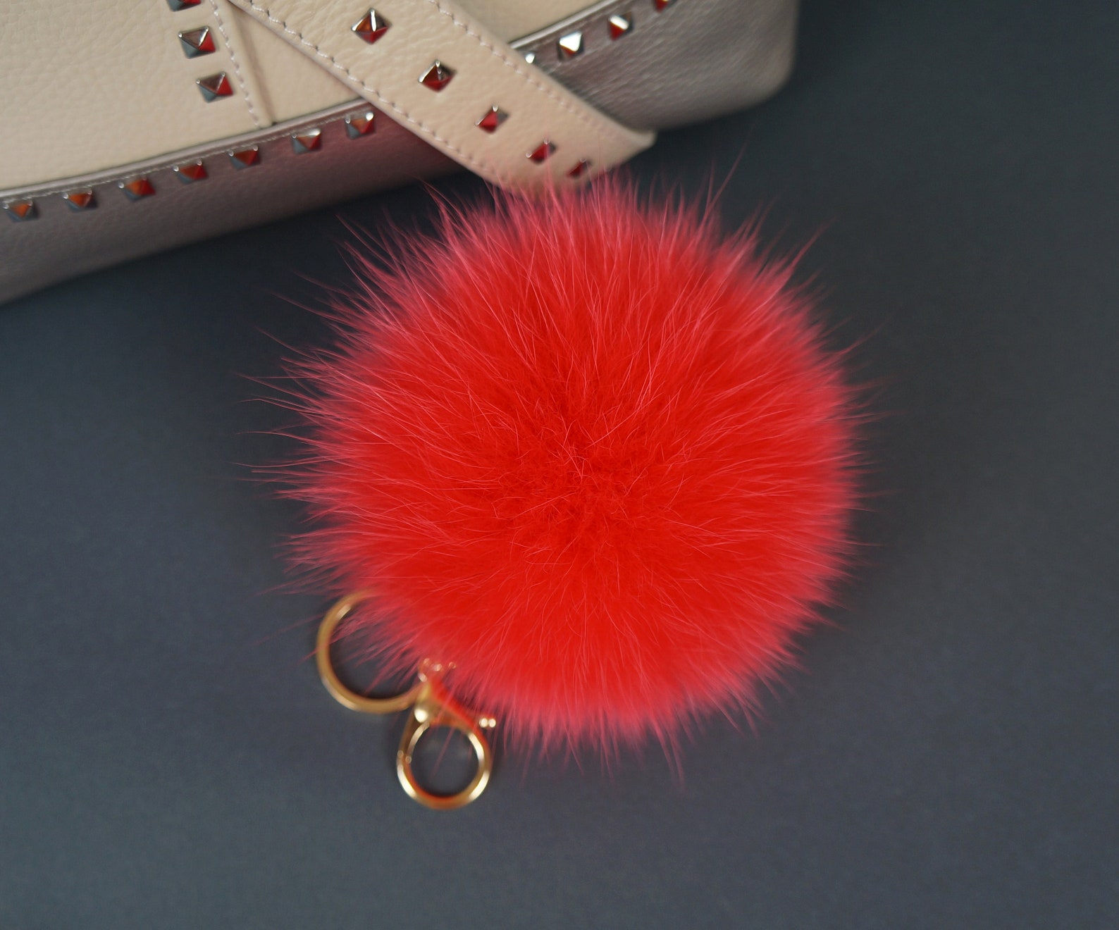 Fur Keychain, Fox Fur Keychain, Pompom Keychain, Bag Charm, Keyring ...
