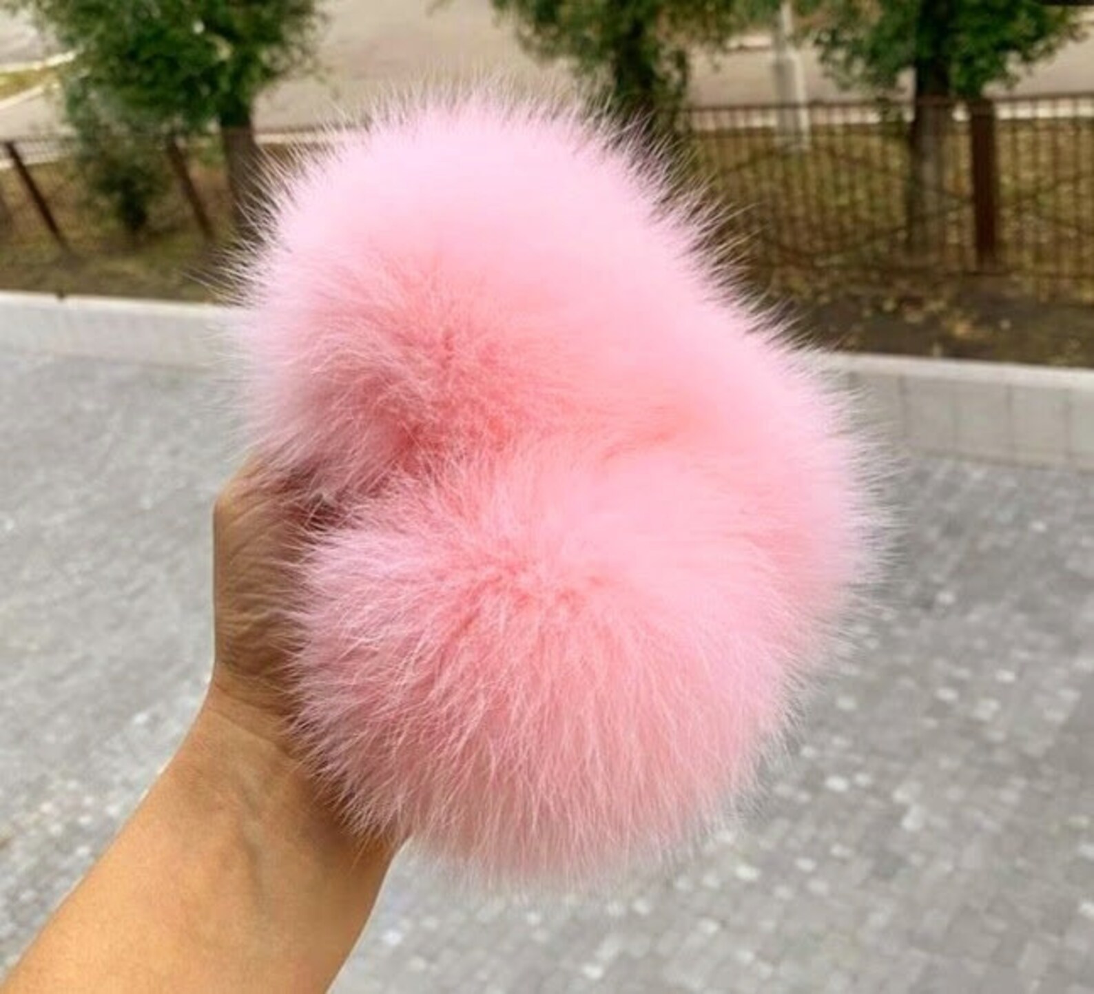 Real Fur Pom Pom/powder Pink Fur Pompom/fur Pompom/fox Pom - Etsy