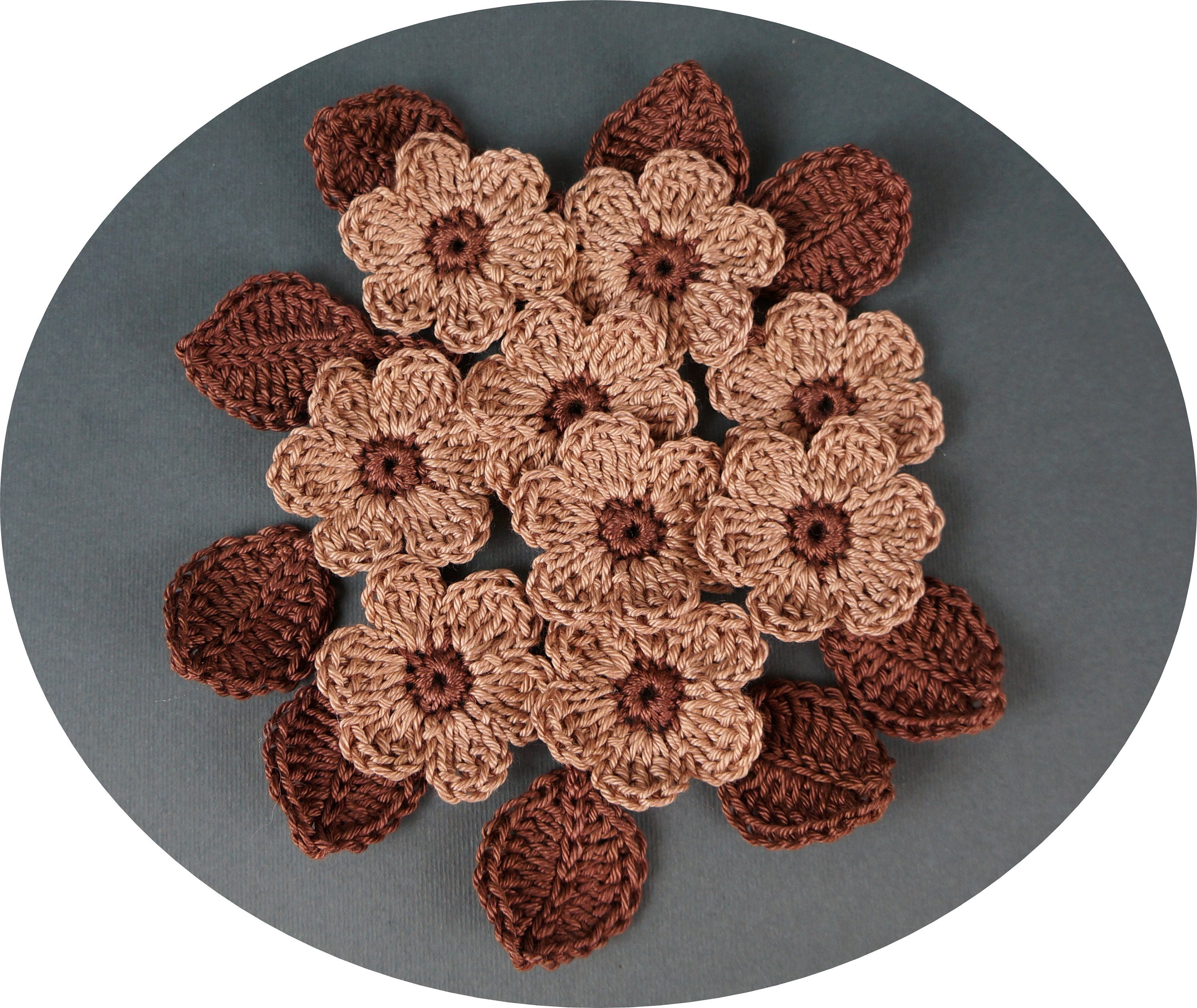 Crochet Flowers Appliques 9 Pcs & Crochet Leaves 9 Pcs | Etsy