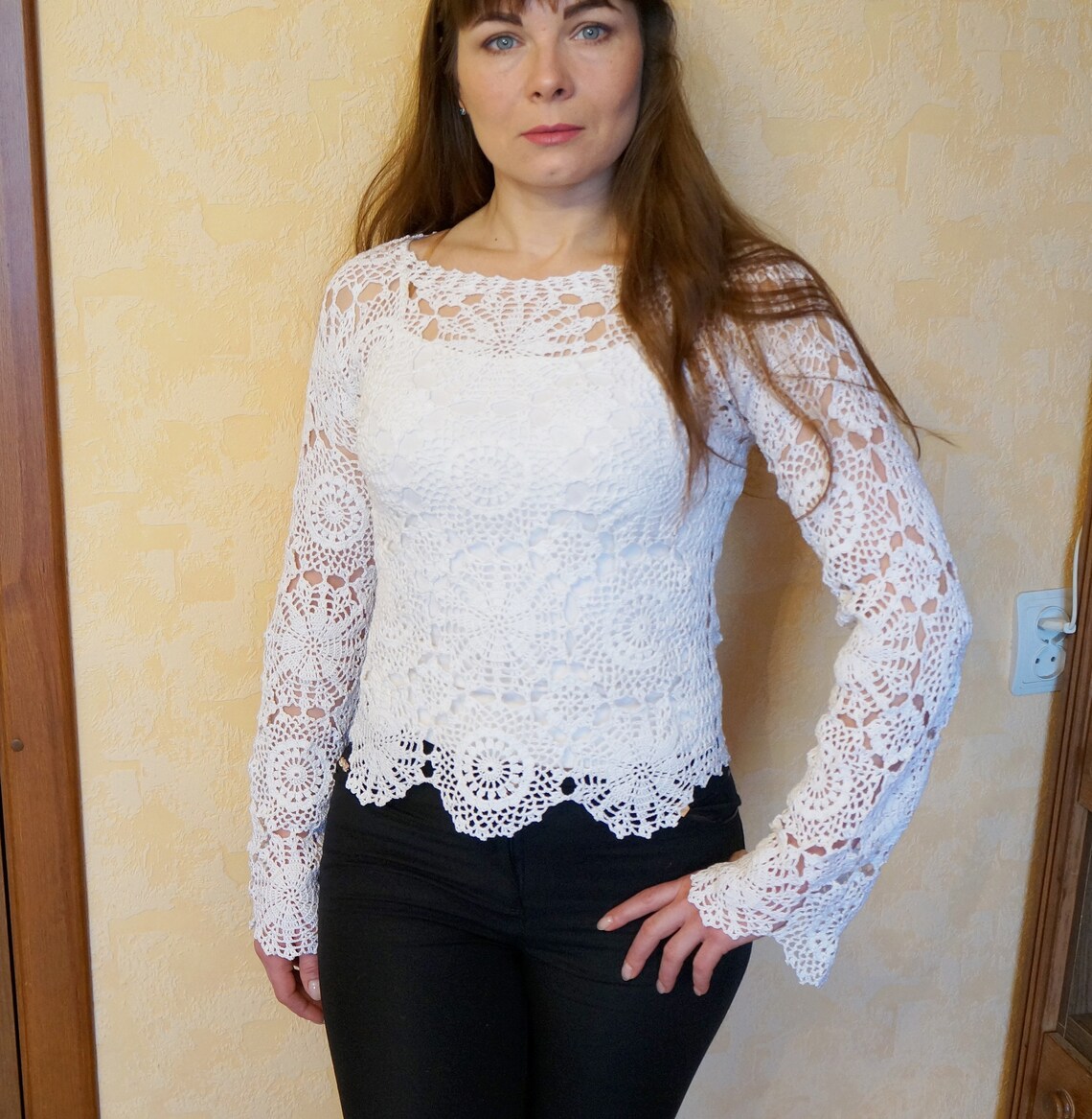 Crochet Blouse Size: M White Summer Blouser Summer Top Lace - Etsy