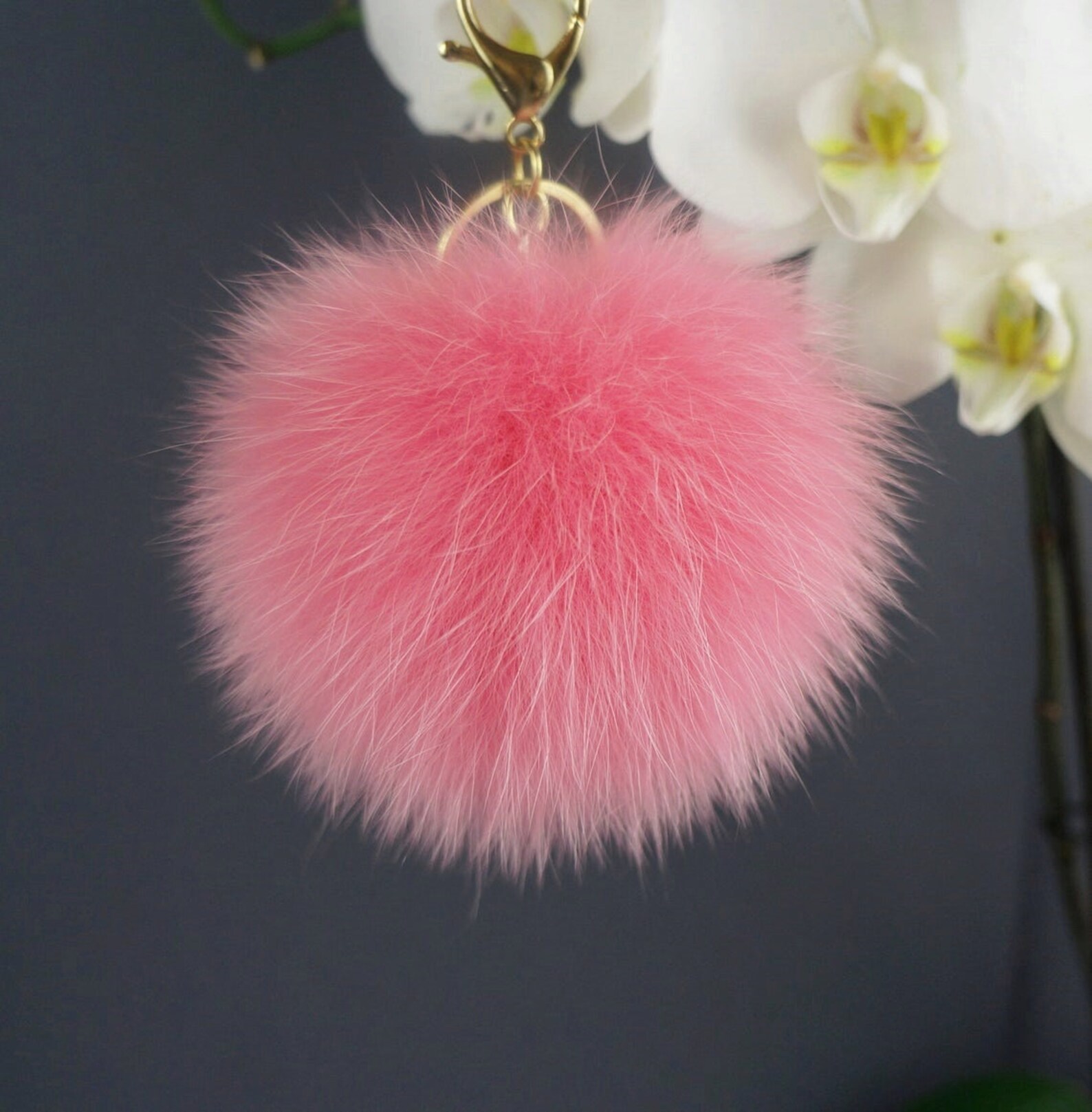 Fur Keychain Pink Keychain Fox Fur Keychain Fur Key Chain - Etsy