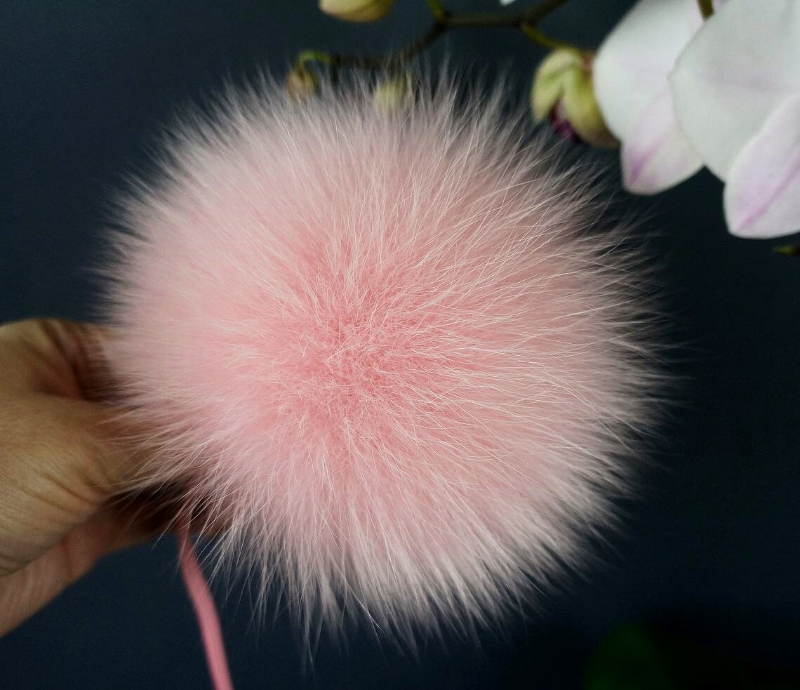 Real Fur Pom Pom/powder Pink Fur Pompom/fur Pompom/fox Pom - Etsy