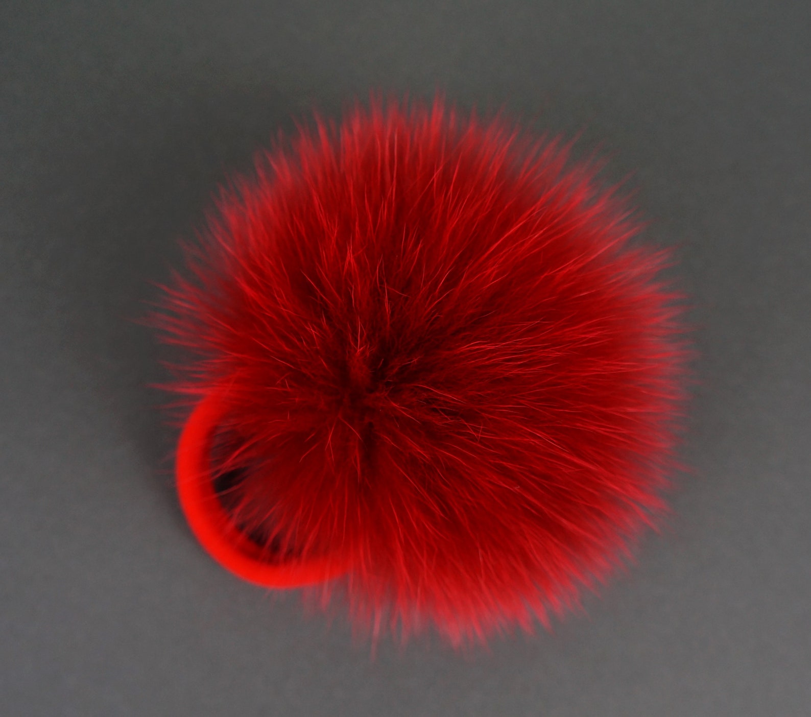 Fox Fur Ponytail Holder Red Color Fur Scrunchie Pom Pom | Etsy