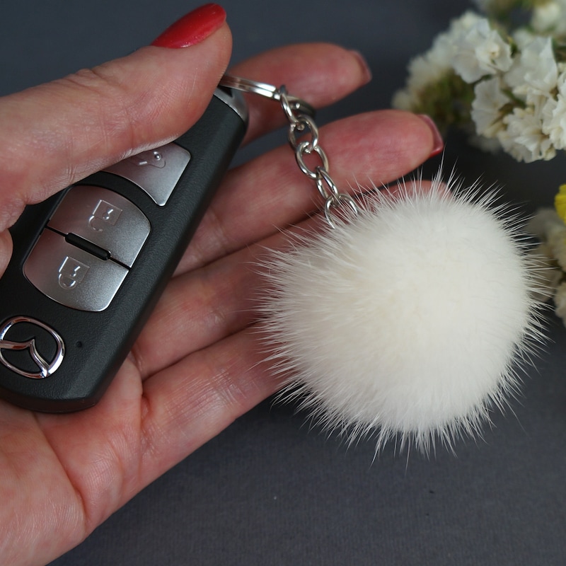 Pompom Keychain - Etsy