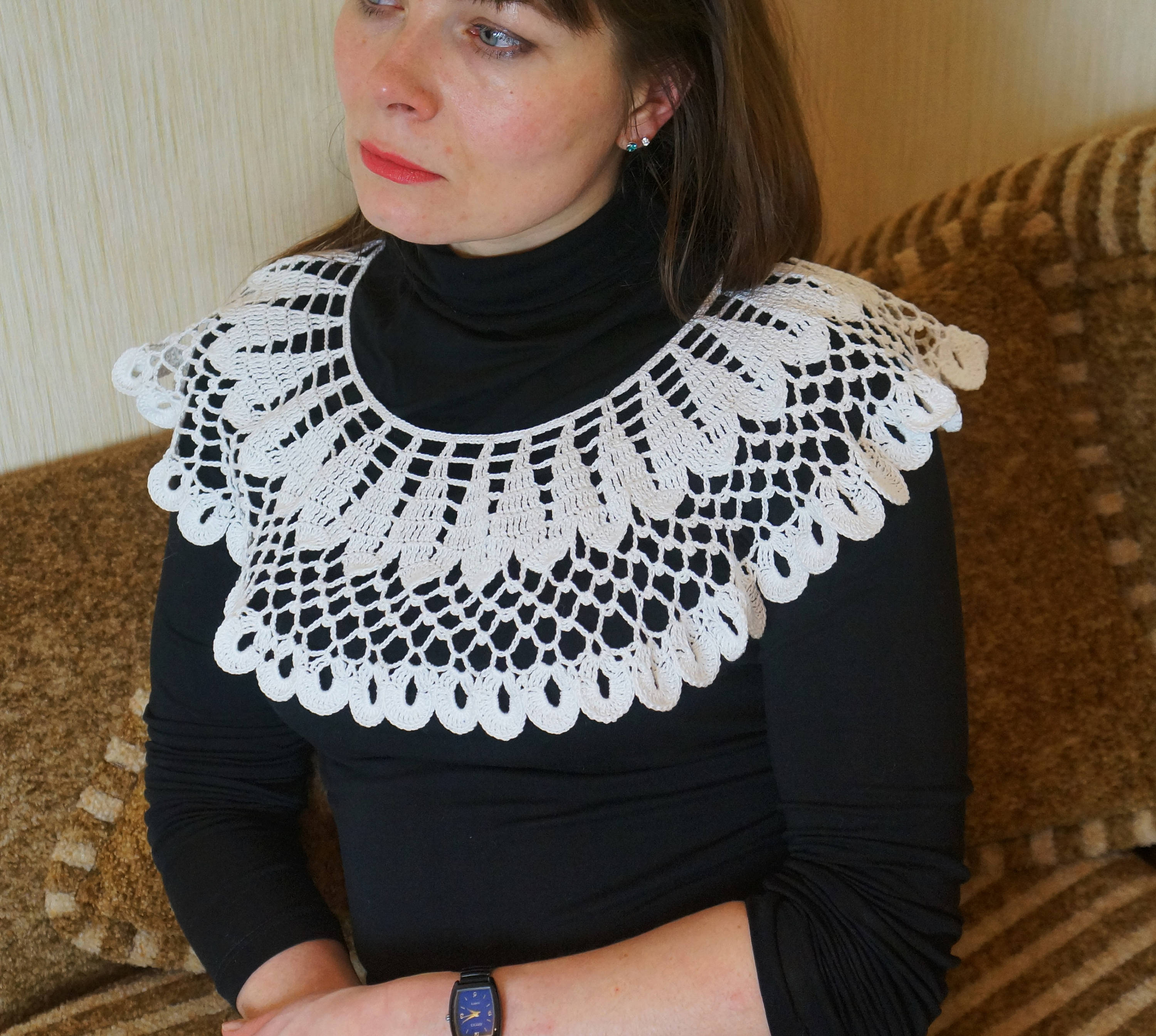 White crochet collar Lace crochet collar Handmade crochet | Etsy