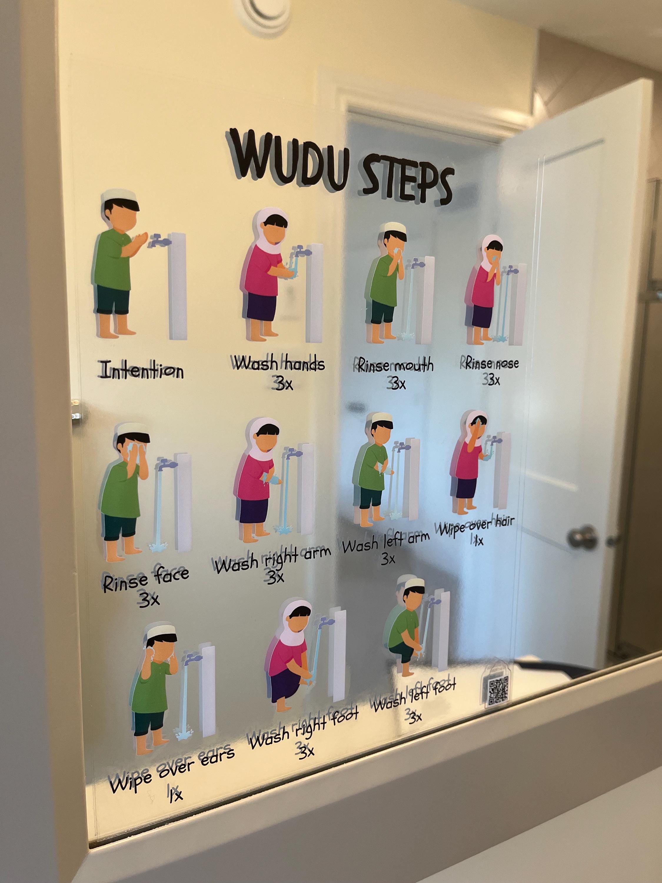 Colorful Wudu Steps Cling Static Sticker, Ablution, Islamic Sticker ...