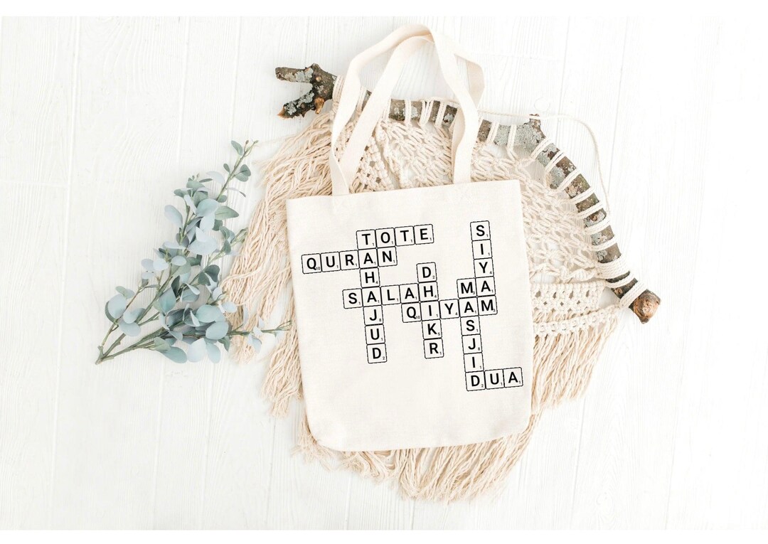 Islamic Scrabble Masjid Tote Bag | Adhan Mosque Design | Cotton Prayer ...
