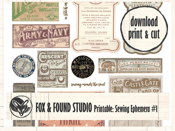 Vintage Sewing Ephemera Printable Digital Download A4 PDF | Etsy