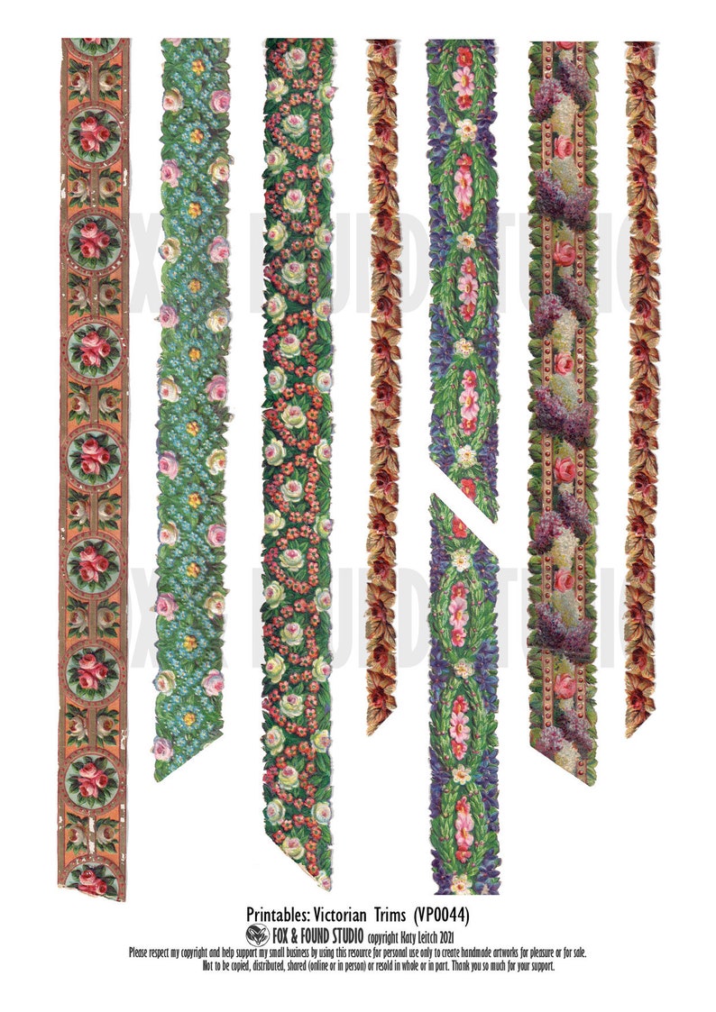 Border Trims Victorian Scraps Printable Ephemera, Digital Download, A4 ...
