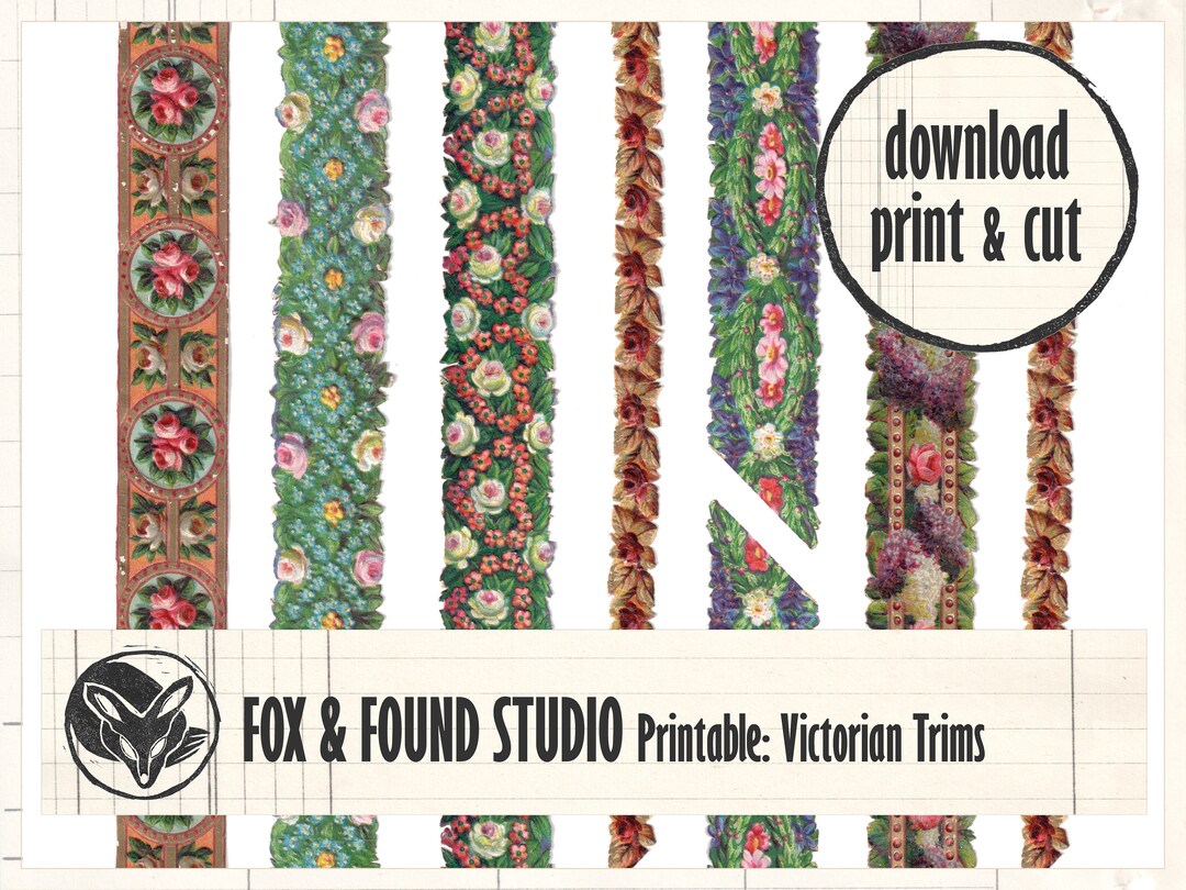 Border Trims Victorian Scraps Printable Ephemera, Digital Download, A4 ...