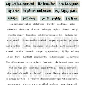 Travel Words Printable Ephemera, Digital Download, A4 PDF Sheet, Junk ...
