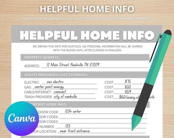 Real Estate Property Information Sheet - Etsy