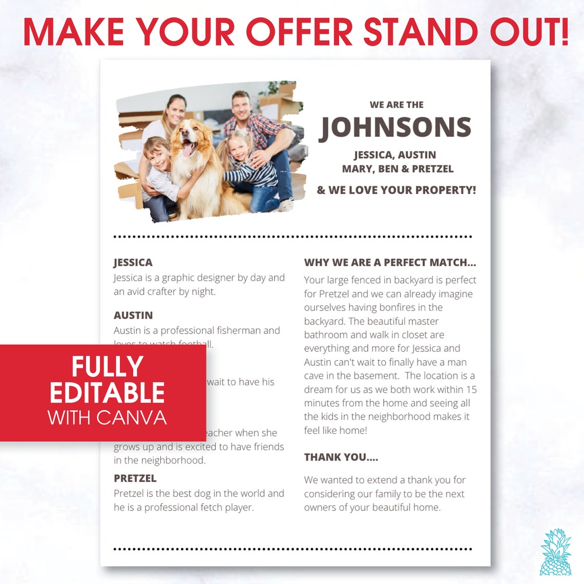 EDITABLE Buyer Letter to Seller | Template Home Offer Letter ...