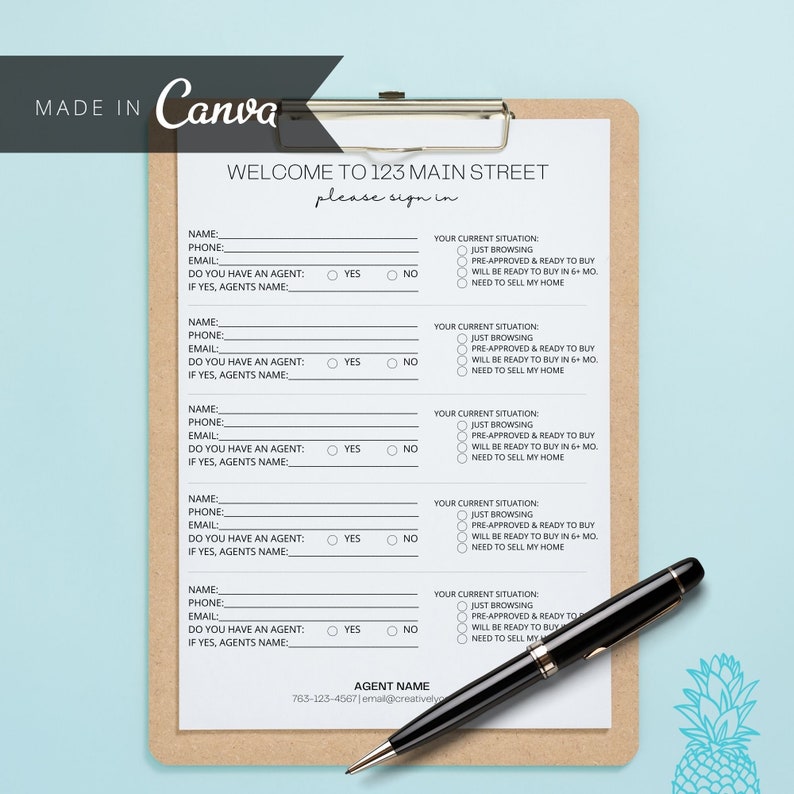 EDITABLE Open House Sign in Sheets | Real Estate Printable | Realtor ...
