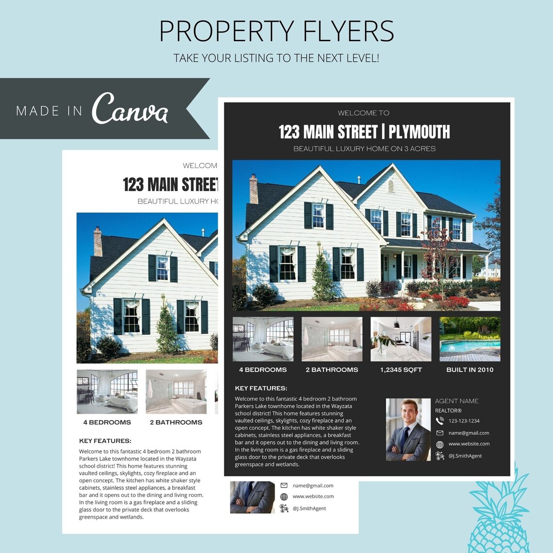 EDITABLE Property Flyer Sheets | Real Estate Printable | Realtor Canva ...